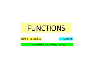 Function of Computer Science Class 12th Briefly | PPT