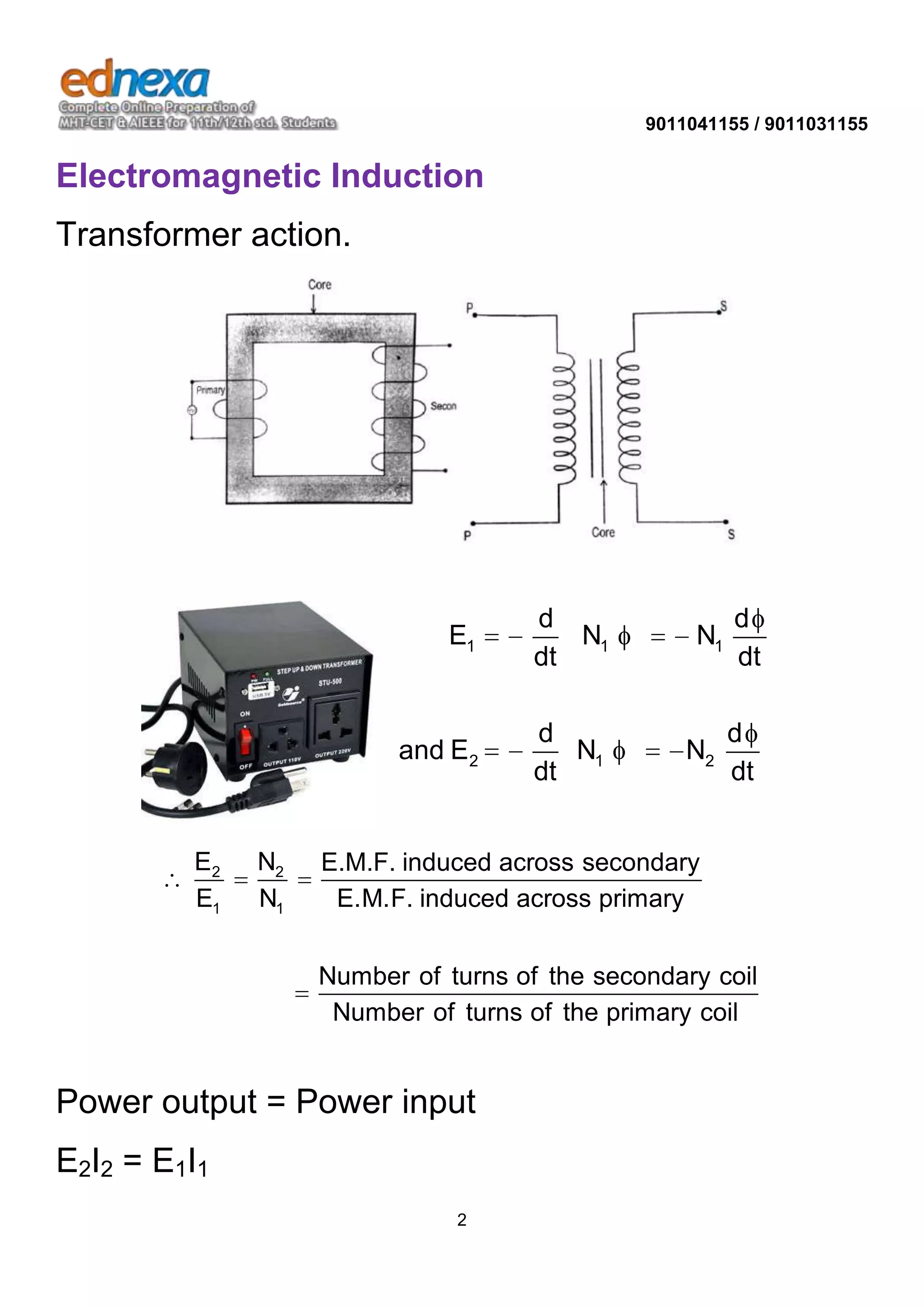 Important notes JEE - Physics -Electromagnetic Induction Part 2 | DOCX