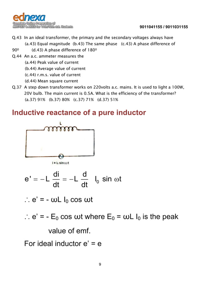Important notes JEE - Physics -Electromagnetic Induction Part 2 | DOCX