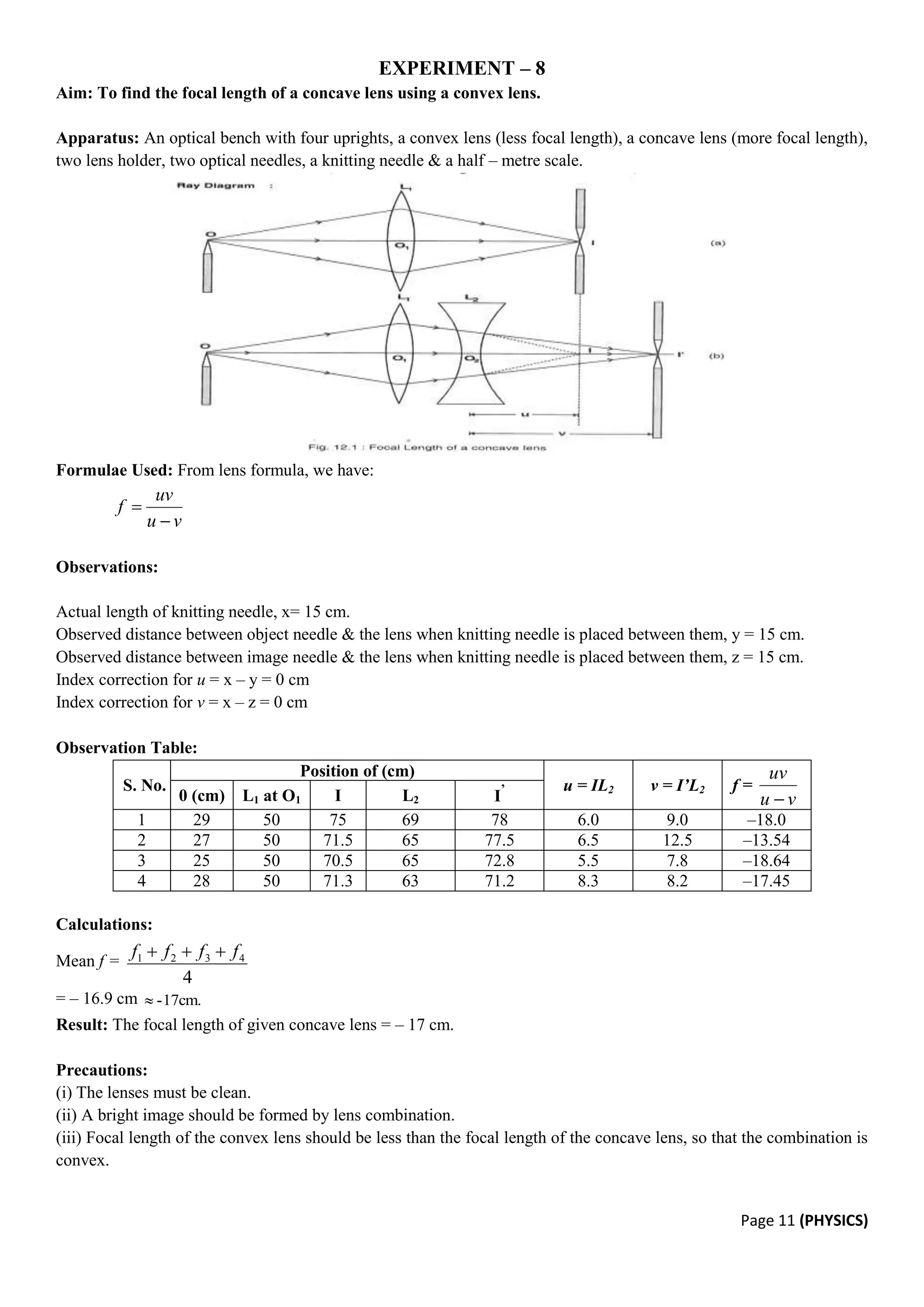 Physics practical with reading class 12 CBSE | PDF