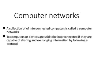 Computer networks for class 12_ presentation | PPTX