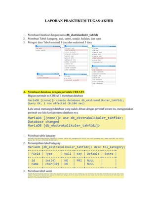 Laporan Praktikum Tugas Akhir Basis Data | PDF