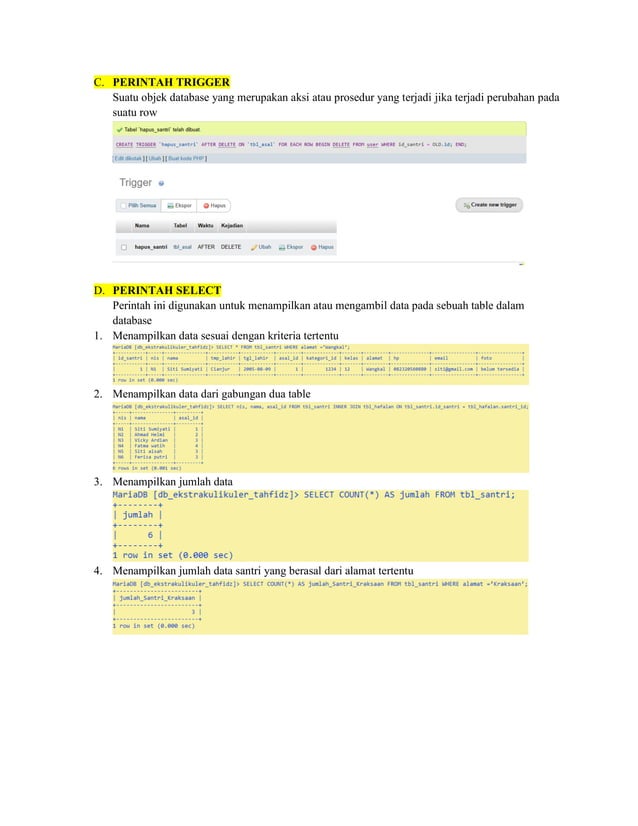 Laporan Praktikum Tugas Akhir Basis Data | PDF