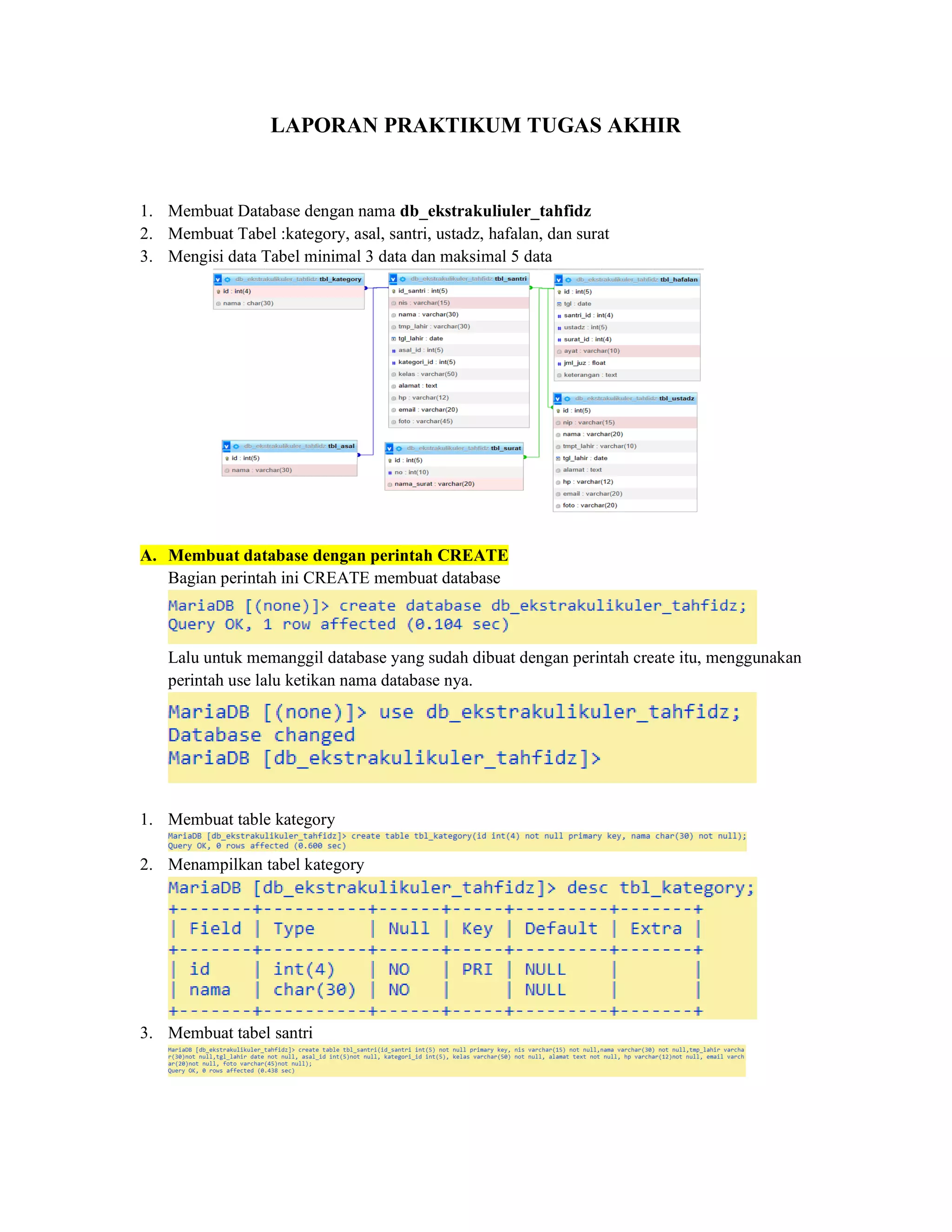 Laporan Praktikum Tugas Akhir Basis Data | PDF