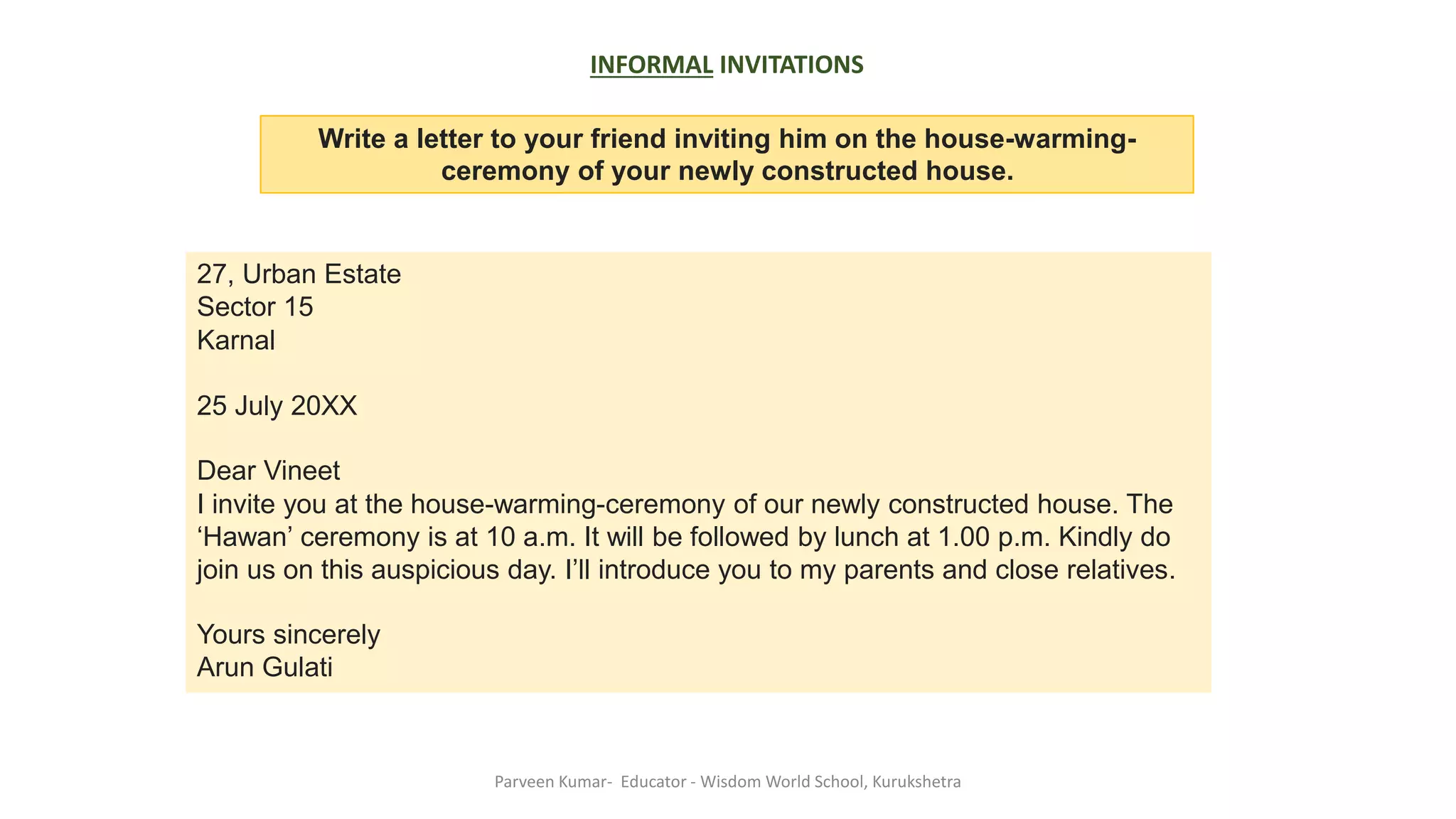 CBSE 12- English - Short Compositions Invitations Replies-Formal ...