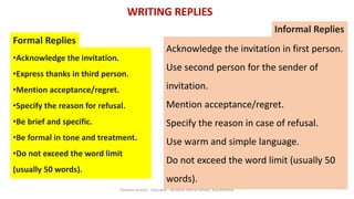 CBSE 12- English - Short Compositions Invitations Replies-Formal ...