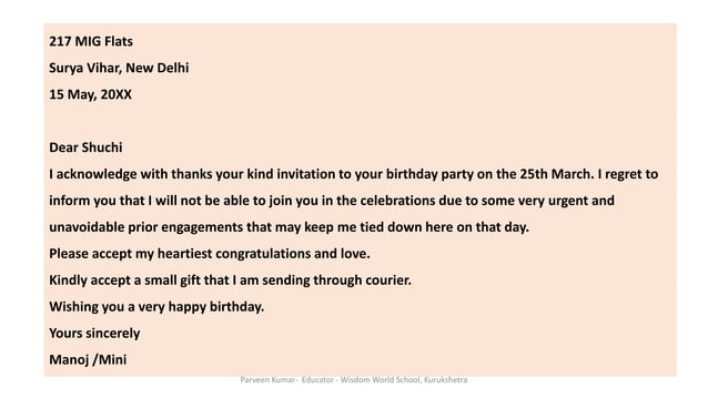 CBSE 12- English - Short Compositions Invitations Replies-Formal ...