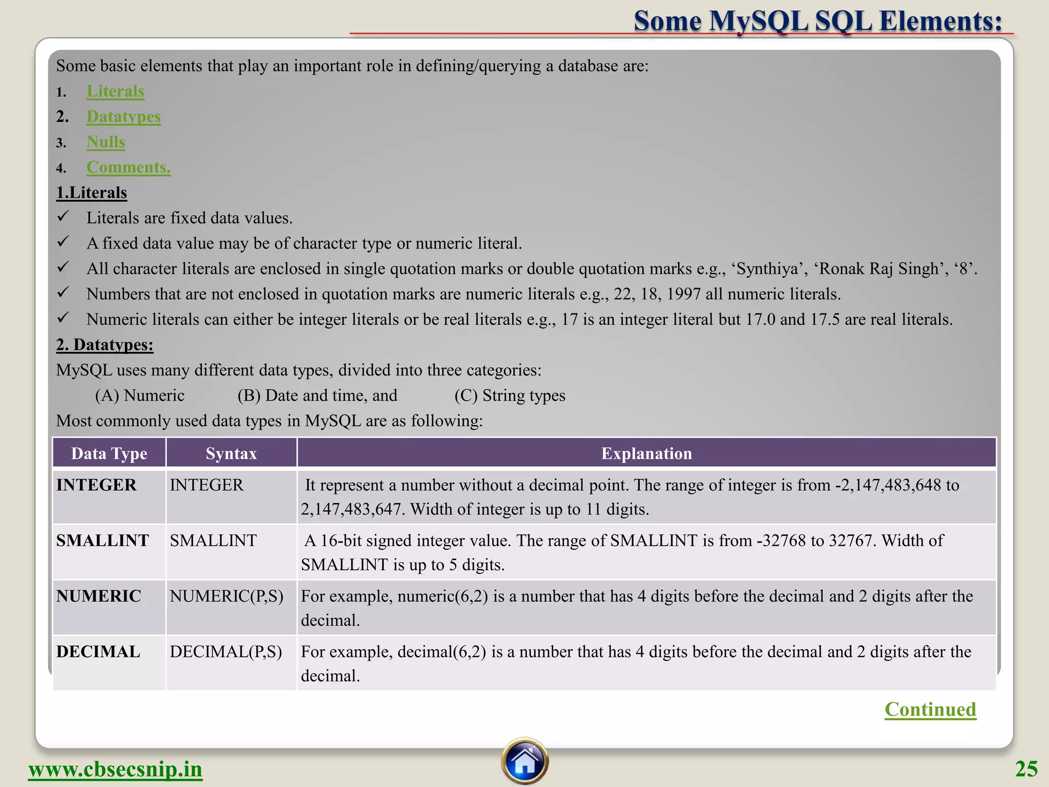 Cbse Xii Database Concepts And Mysql Presentation Ppt