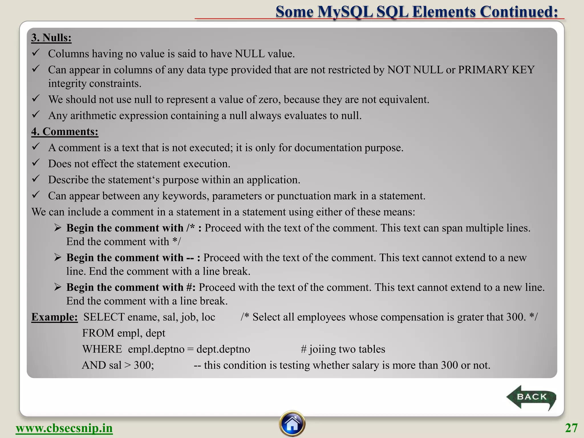 Cbse Xii Database Concepts And Mysql Presentation Ppt