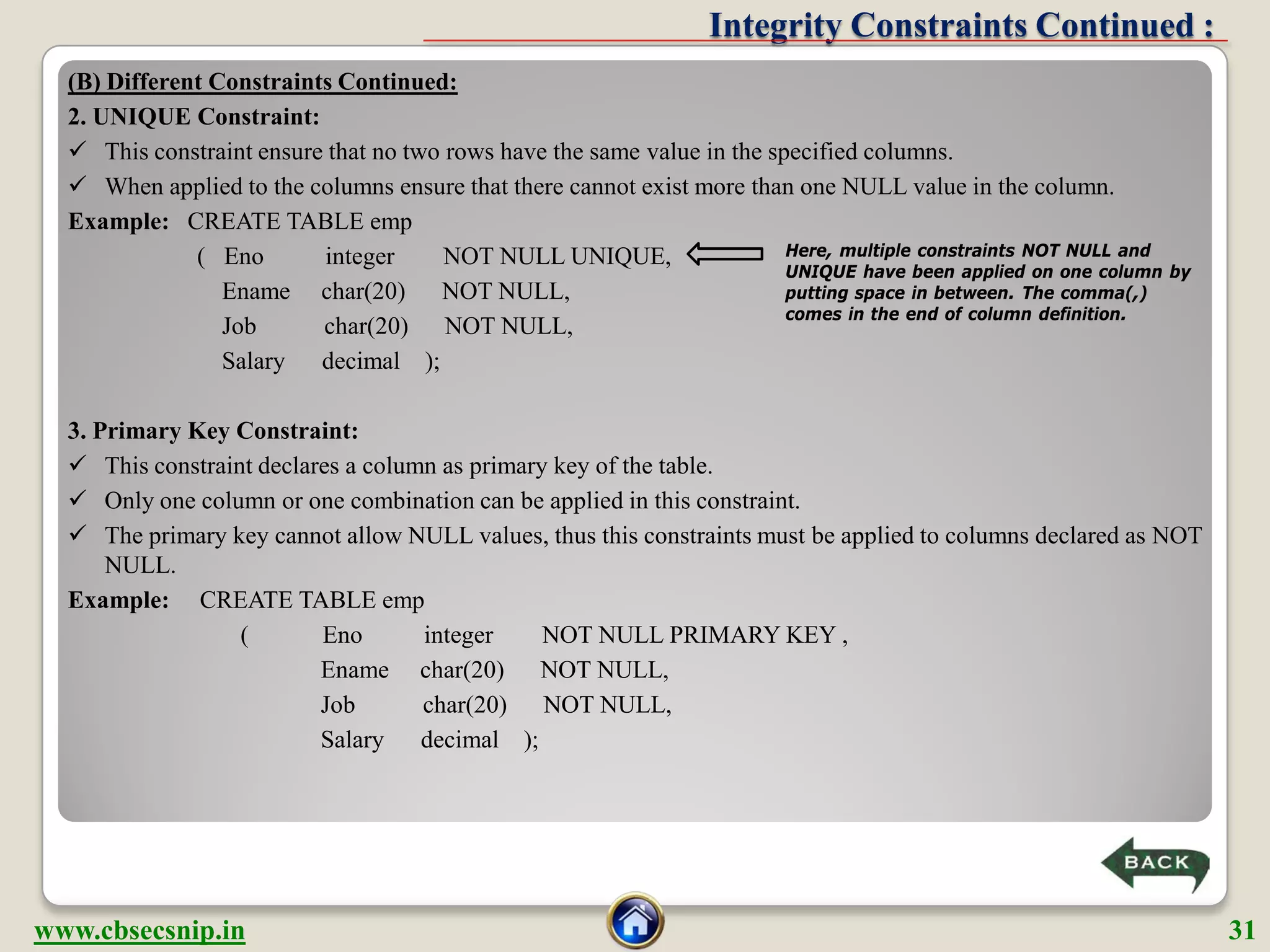 Cbse Xii Database Concepts And Mysql Presentation Ppt