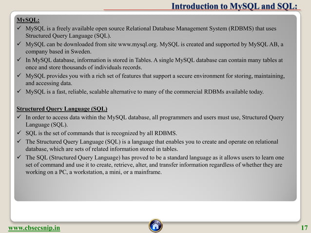 Cbse Xii Database Concepts And Mysql Presentation Ppt