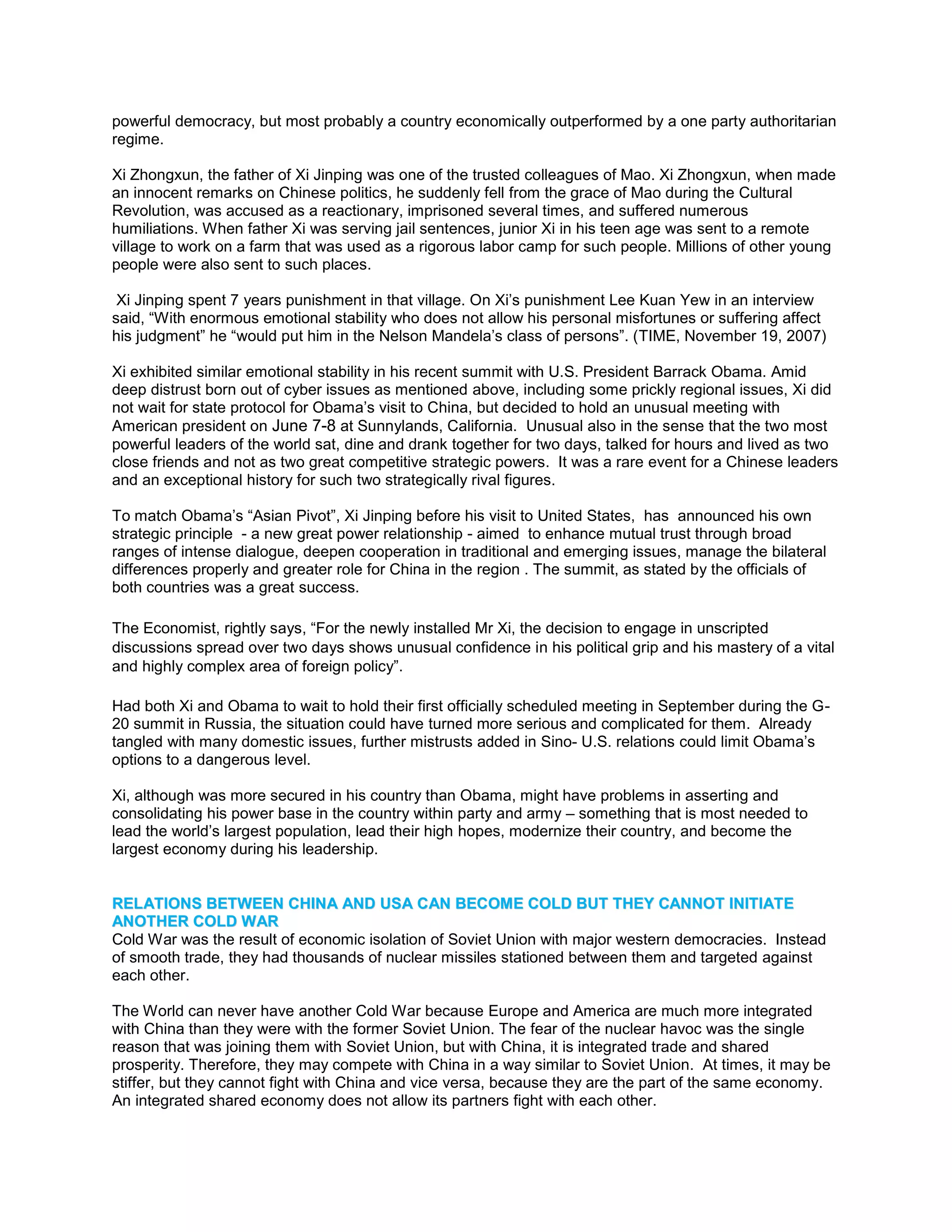 Xi jinping’s decade and the future of sino – american relations | DOCX