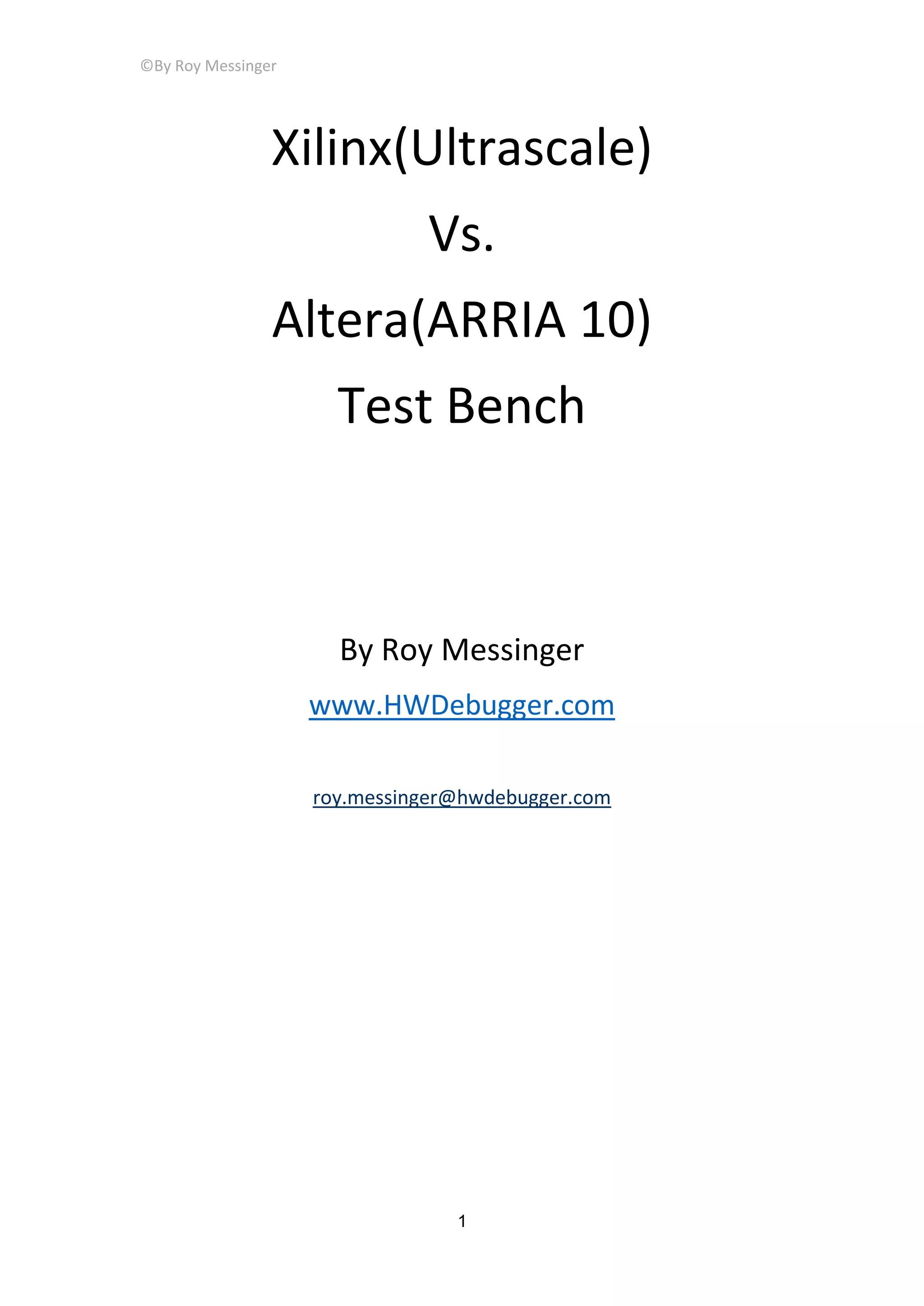 Xilinx vs Intel (Altera) FPGA performance comparison | PDF