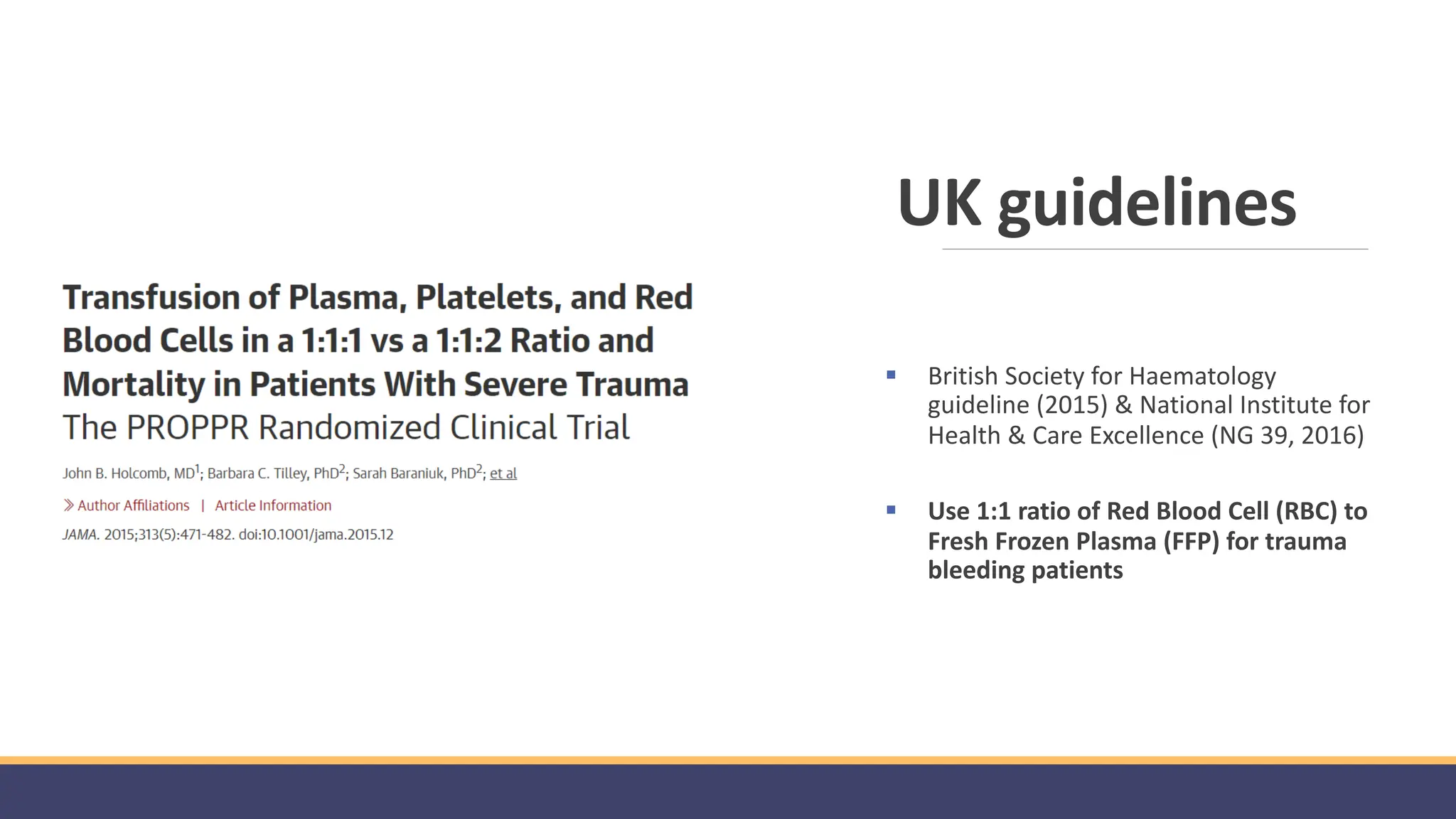 Whole blood for trauma haemorrhage - UK experience - Laura Green ...