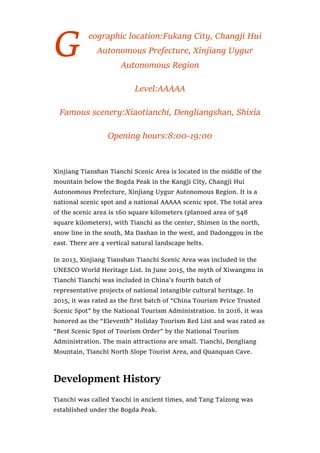 Xinjiang tianshan tianchi scenic area | PDF
