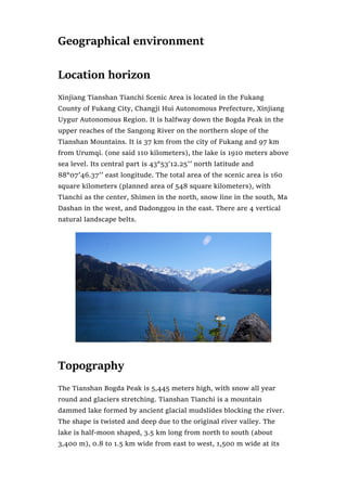 Xinjiang tianshan tianchi scenic area | PDF