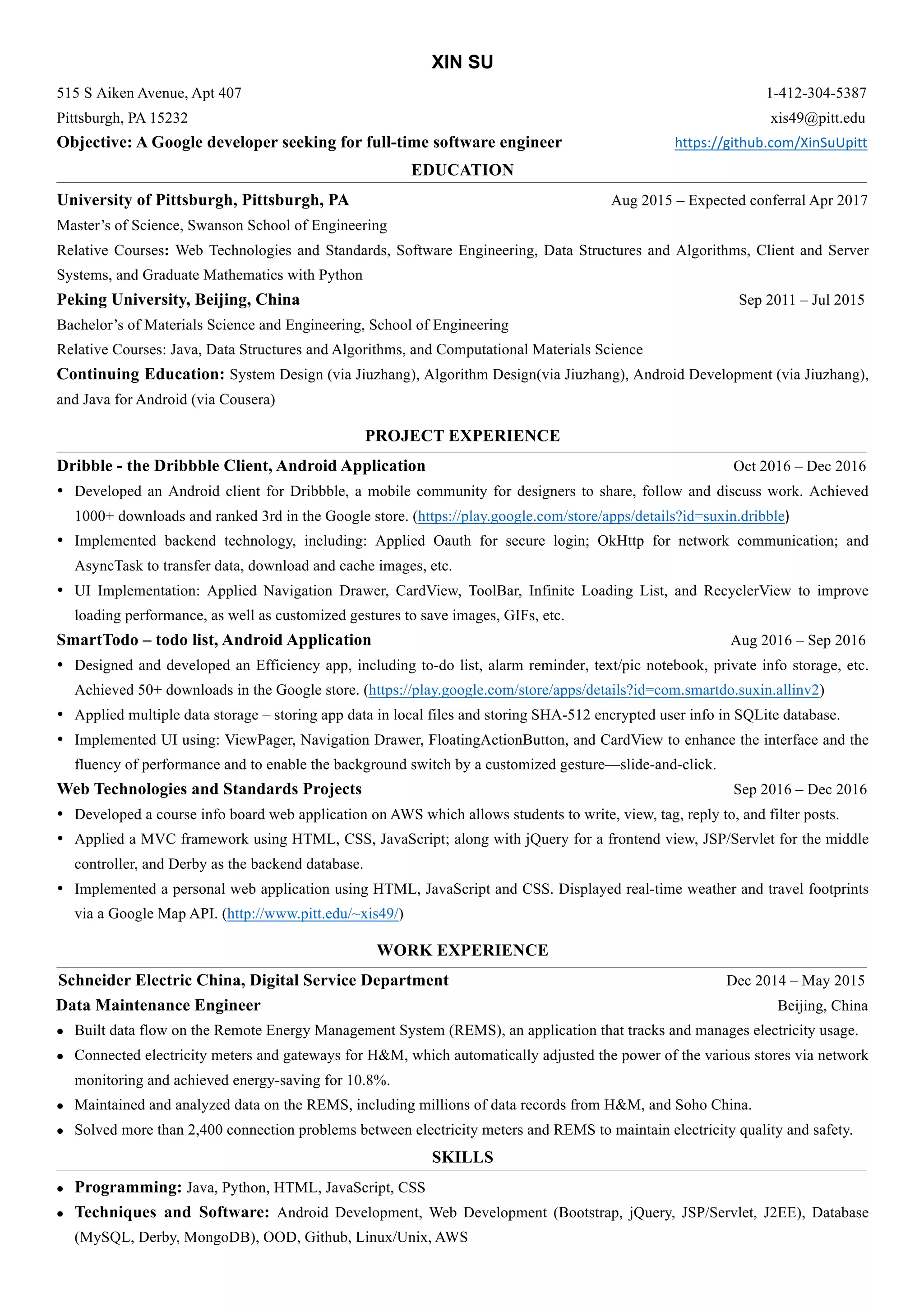 Xinsu resume | PDF
