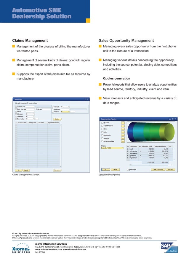 Xioma Automotive ERP Brochure | PDF