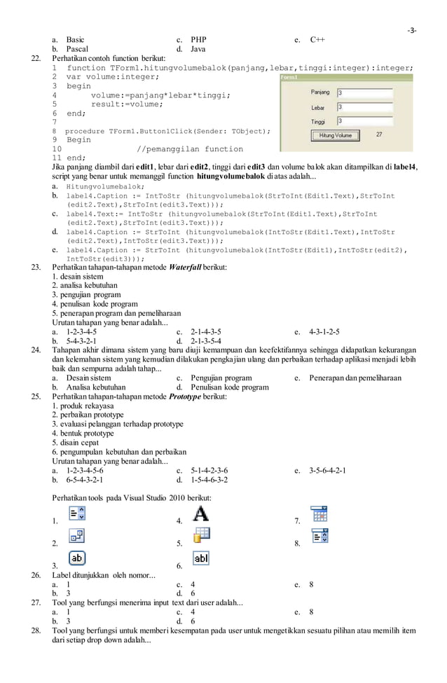 Soal UAS Pemrograman Dasar kelas 11 semester genap tahun ajaran 2014 ...