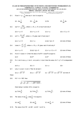 Xi trigonometric functions and identities (t) part 1 | PDF
