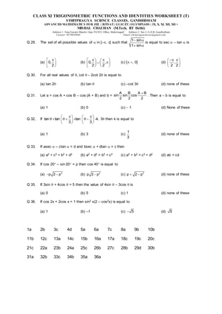 Xi trigonometric functions and identities (t) part 1 | PDF