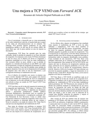 TCP Veno with Forward ACK | PDF