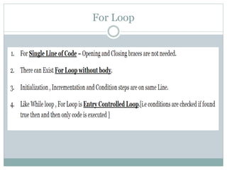 Loops in C | PPTX | Programming Languages | Computing