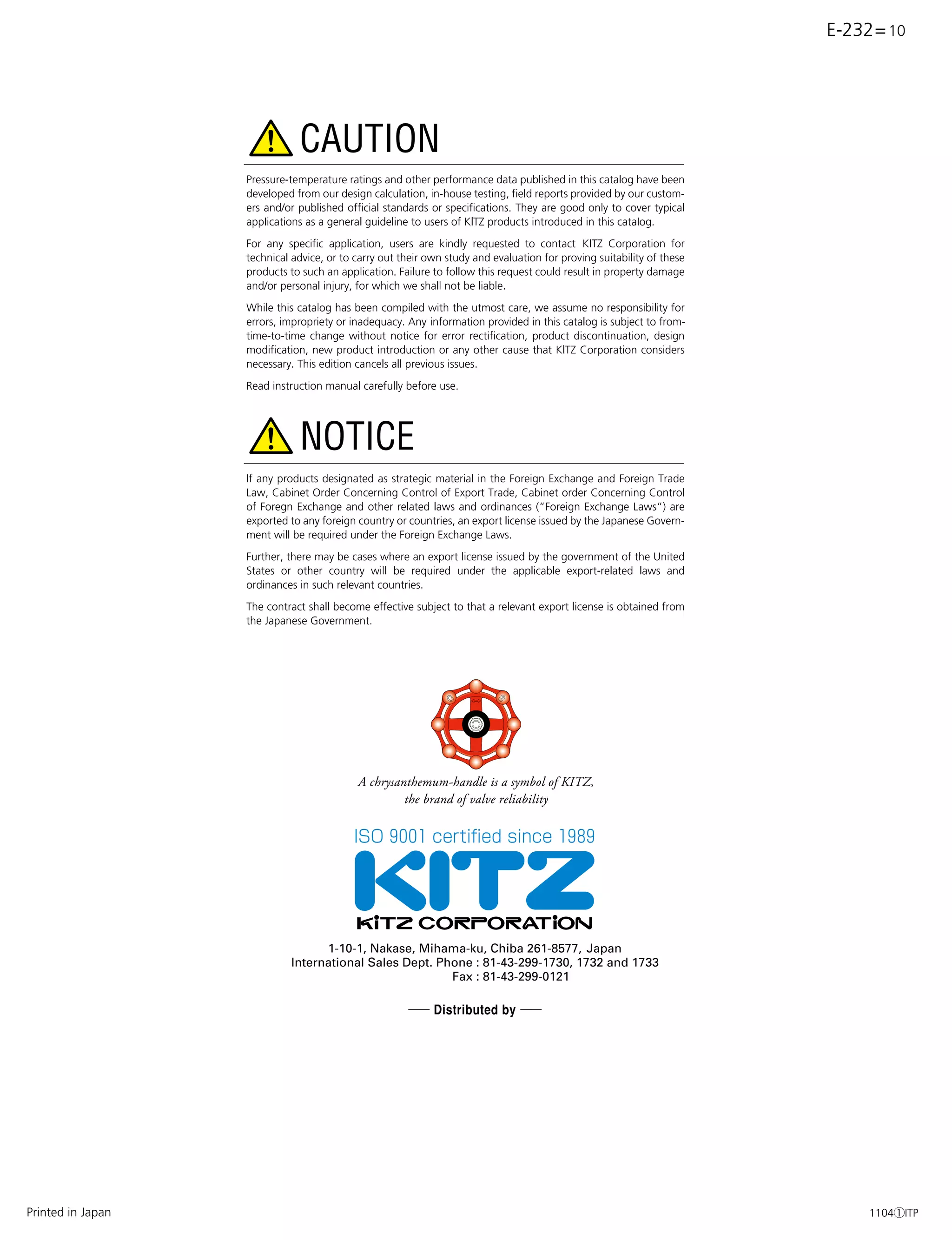 Kitz Valves Of Best Quality | PDF