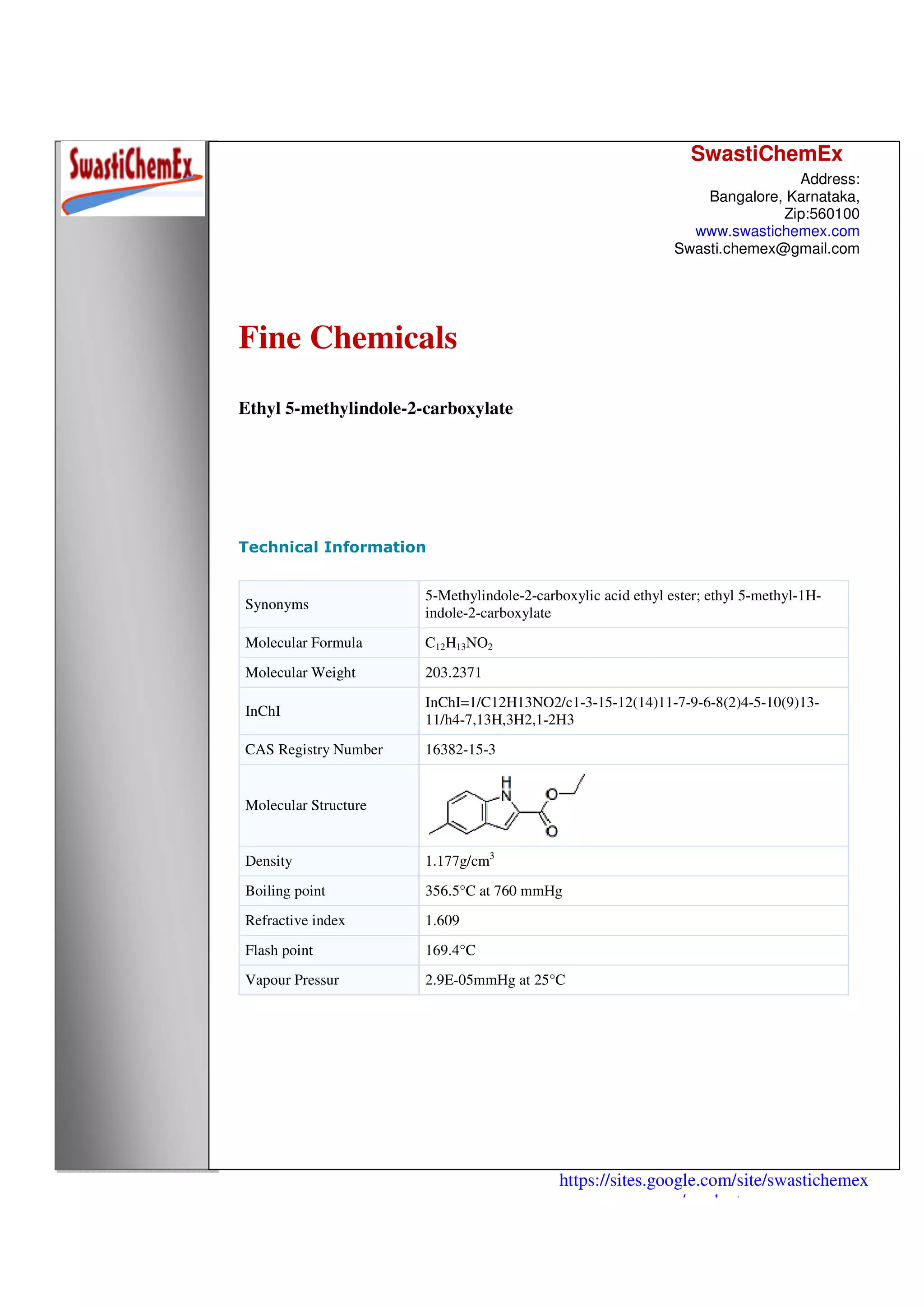 Ethyl 5 methylindole-2-carboxylate | PDF | Chemistry | Science