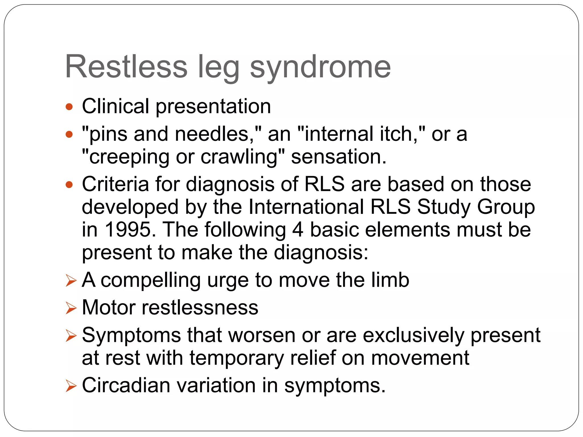 Restless leg syndrome in ckd | PPTX
