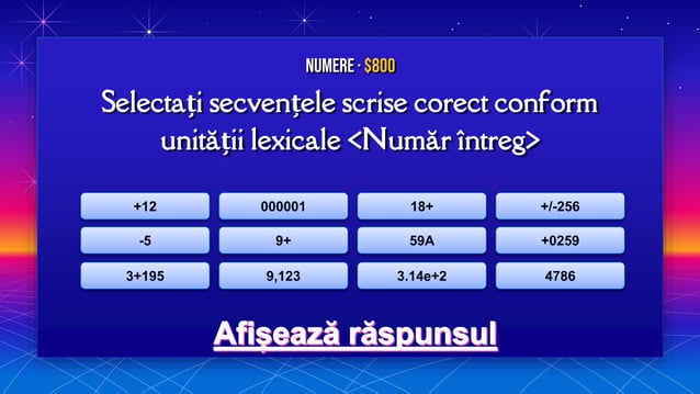 Jeopardy Vocabularul și sintaxa limbajului Pascal | PPT
