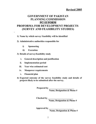 Proforma pc ii(survey feasbility study)1 | DOC