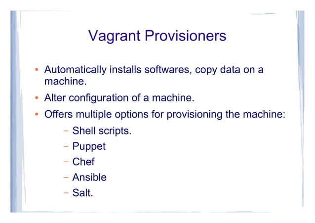 Puppet Provisioning Vagrant Virtual Machine | PPT