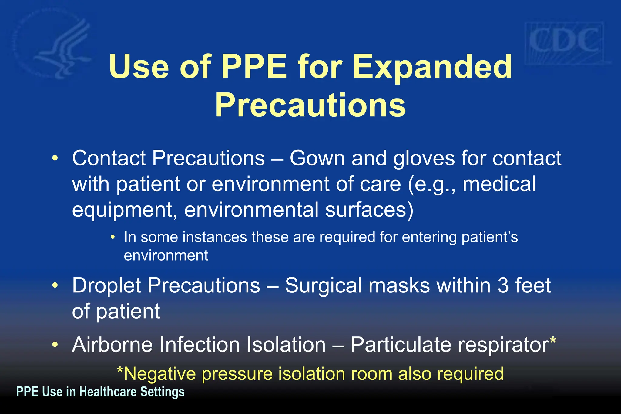 Use of PPE in the health care instructions | PDF