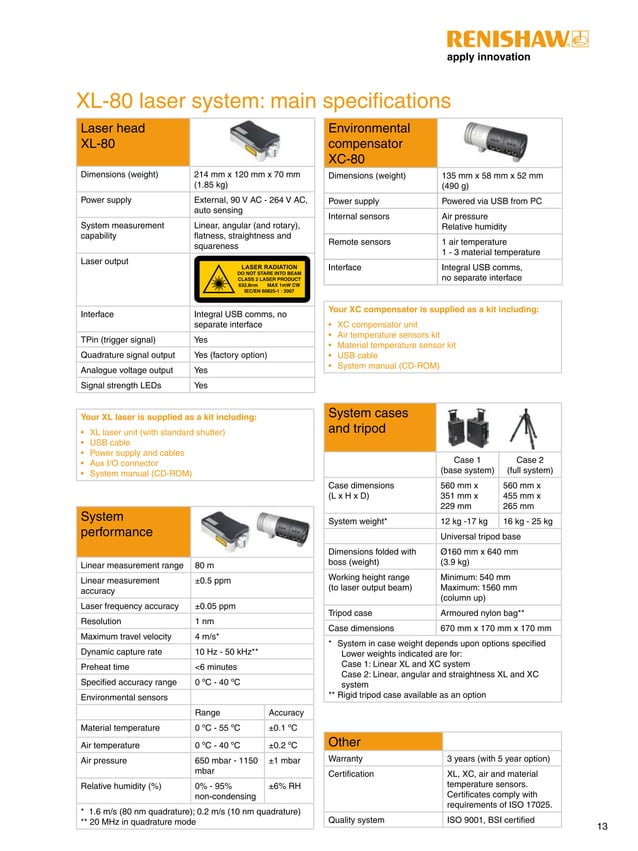 XL-80_laser_system_เลเซอร์ สอบเทียบ ตรวจสภาพเครื่องจักร CNC | PDF