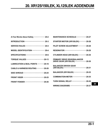 Xl125 xr125-xr150-service-manual-addendum- | PDF