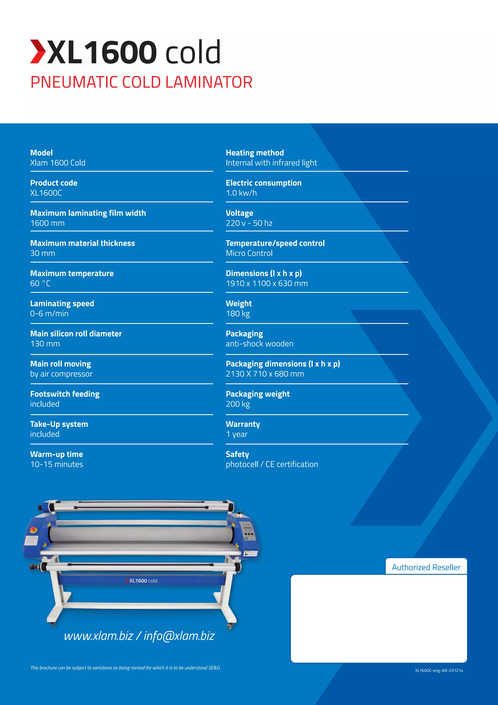 Laminadora XLAm XL 1600 Cold