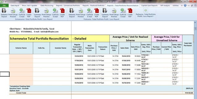 XLMFTracker - Excel based - Advance Mutual Fund Portfolio Tracker | PPT