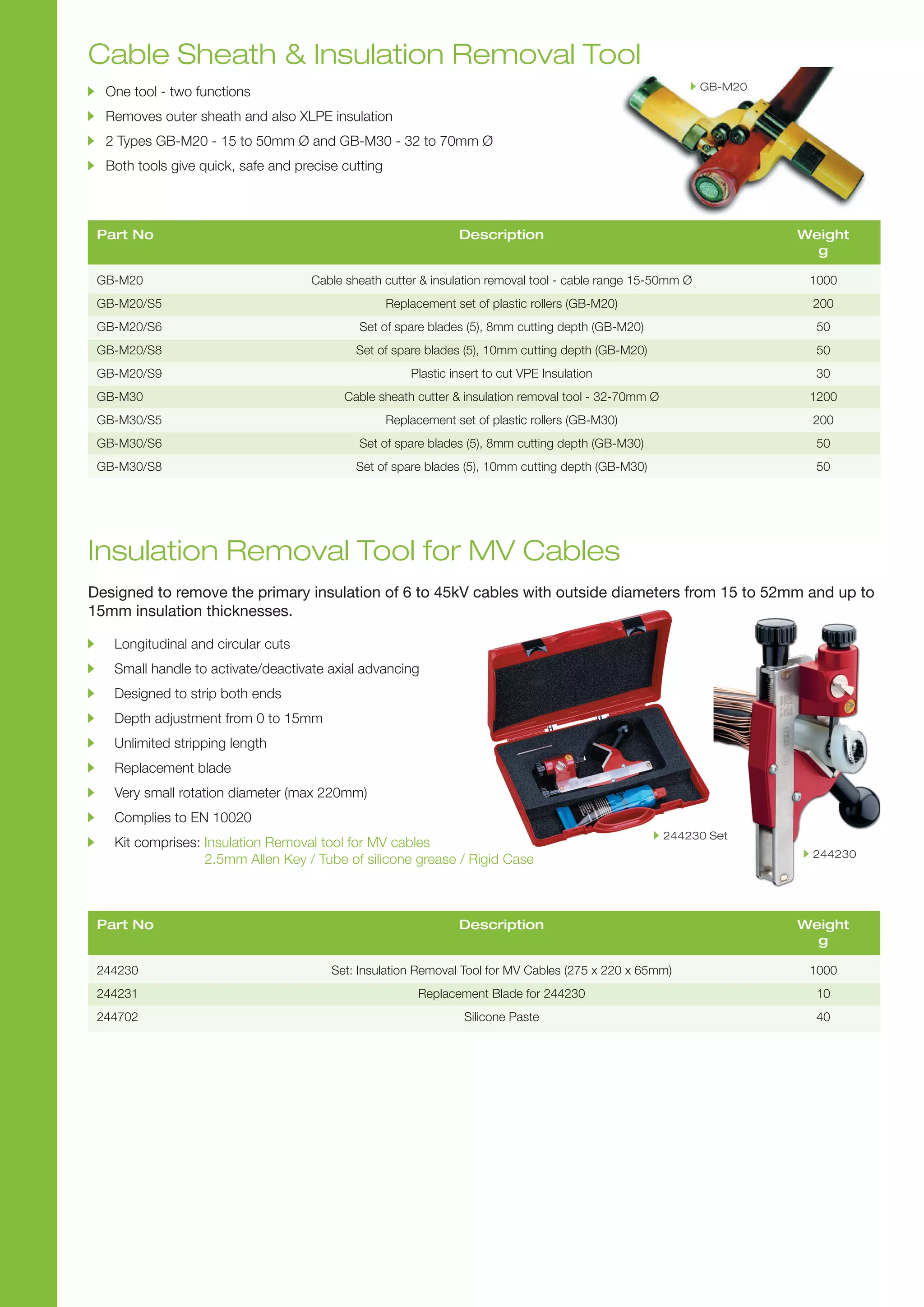 XLPE Insulation Removal Tools for High Voltage Cables | PDF