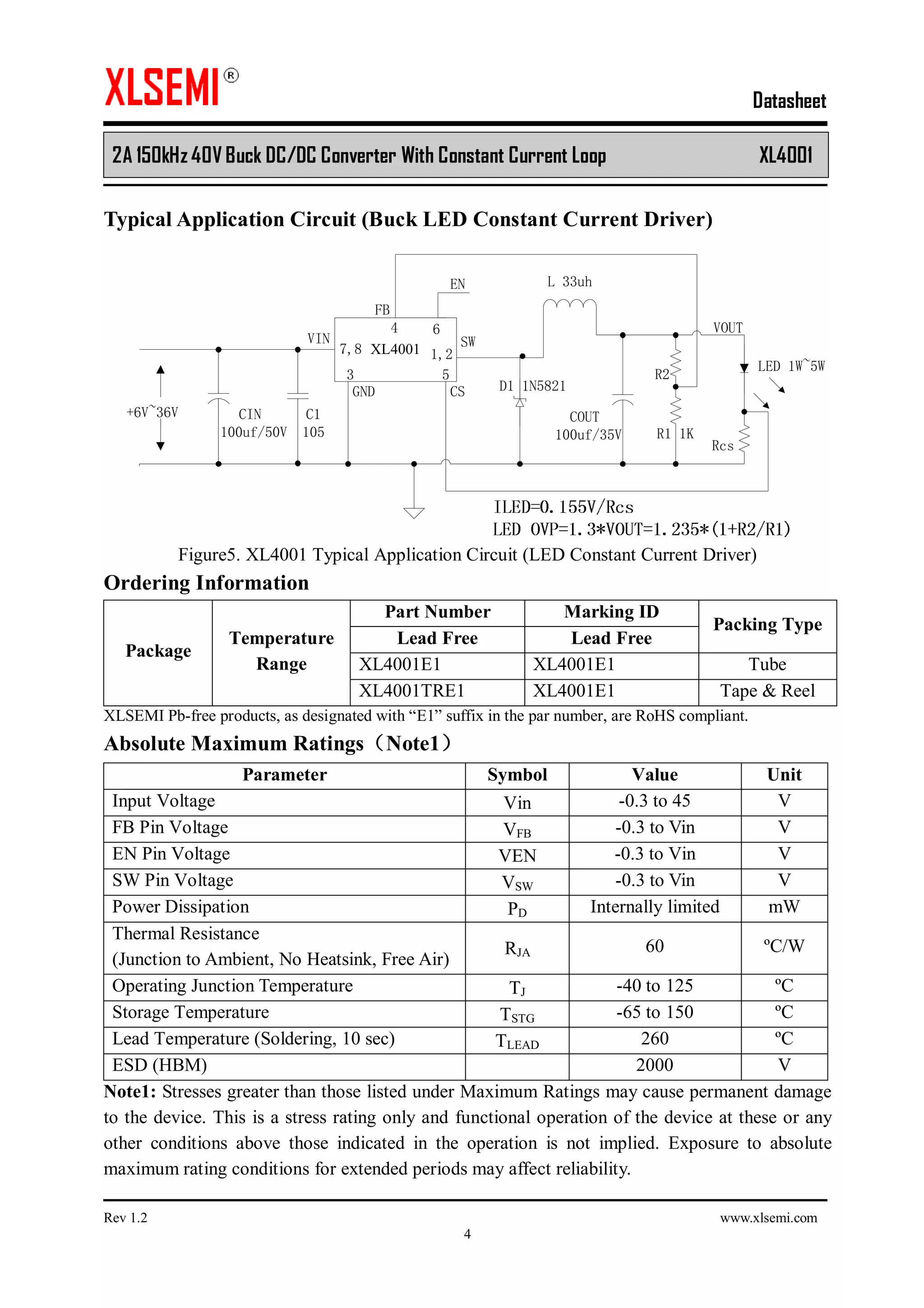 XLSEMI XL4001 datasheet | PDF
