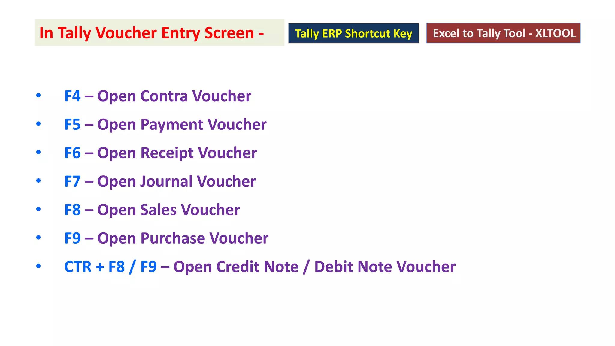 Tally ERP 9 Shortcut Keys | PPTX