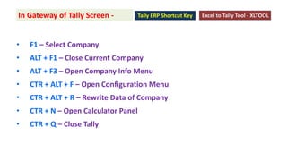 Tally ERP 9 Shortcut Keys | PPTX