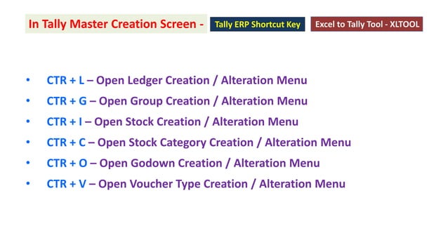 Tally ERP 9 Shortcut Keys | PPTX | Business Accounting & Finance | Business