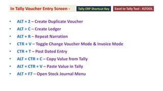 Tally ERP 9 Shortcut Keys | PPTX