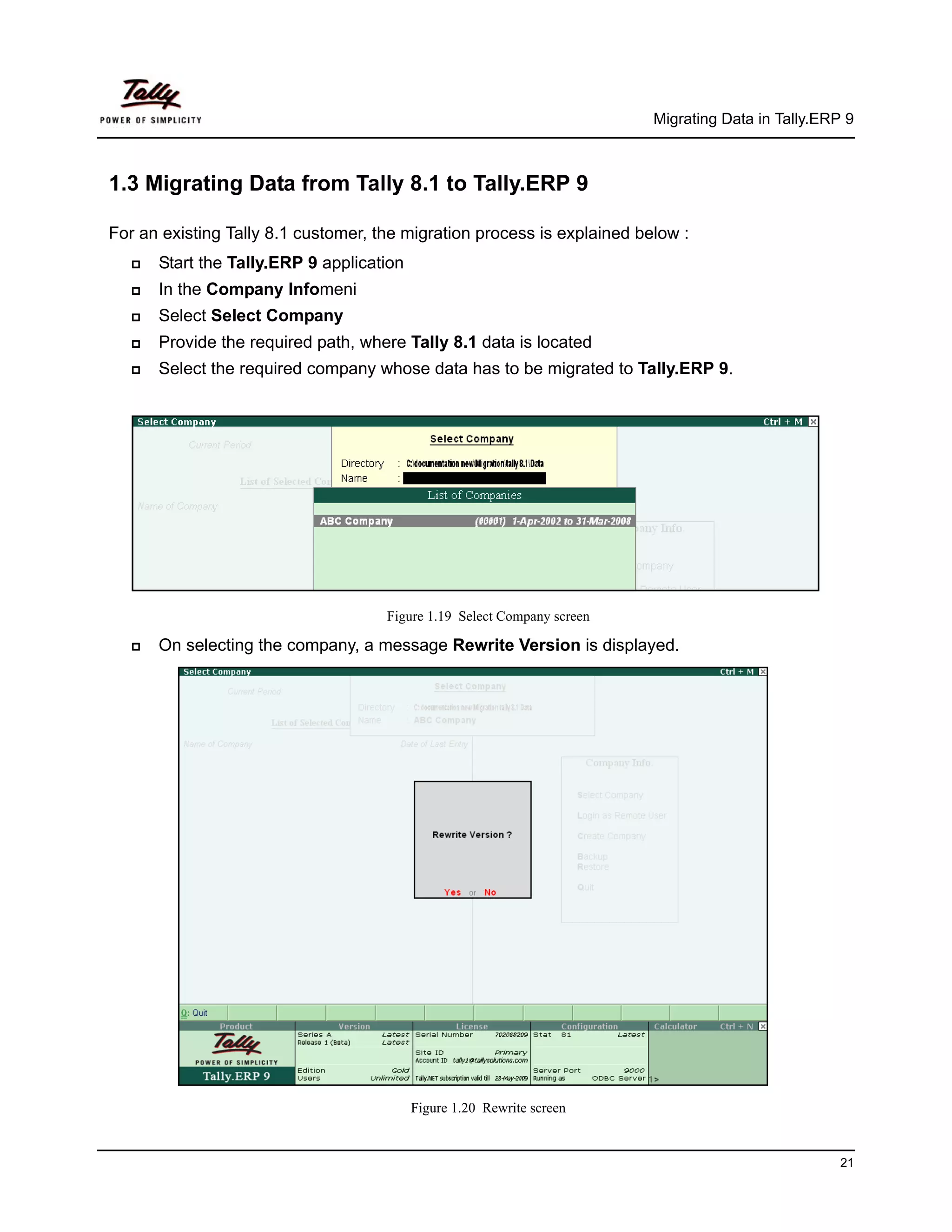 Migrate earlier Tally data to Tally ERP 9 | PDF