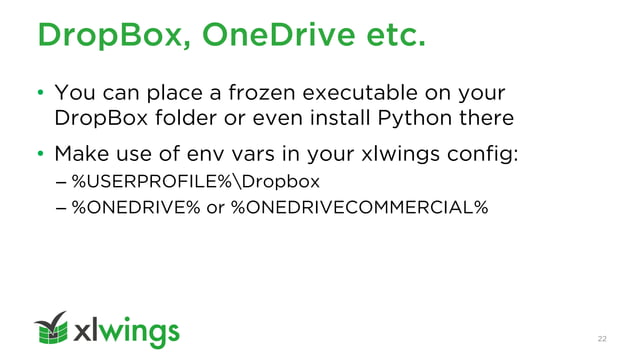 Deployment of xlwings-powered spreadsheets (webinar) | PPT