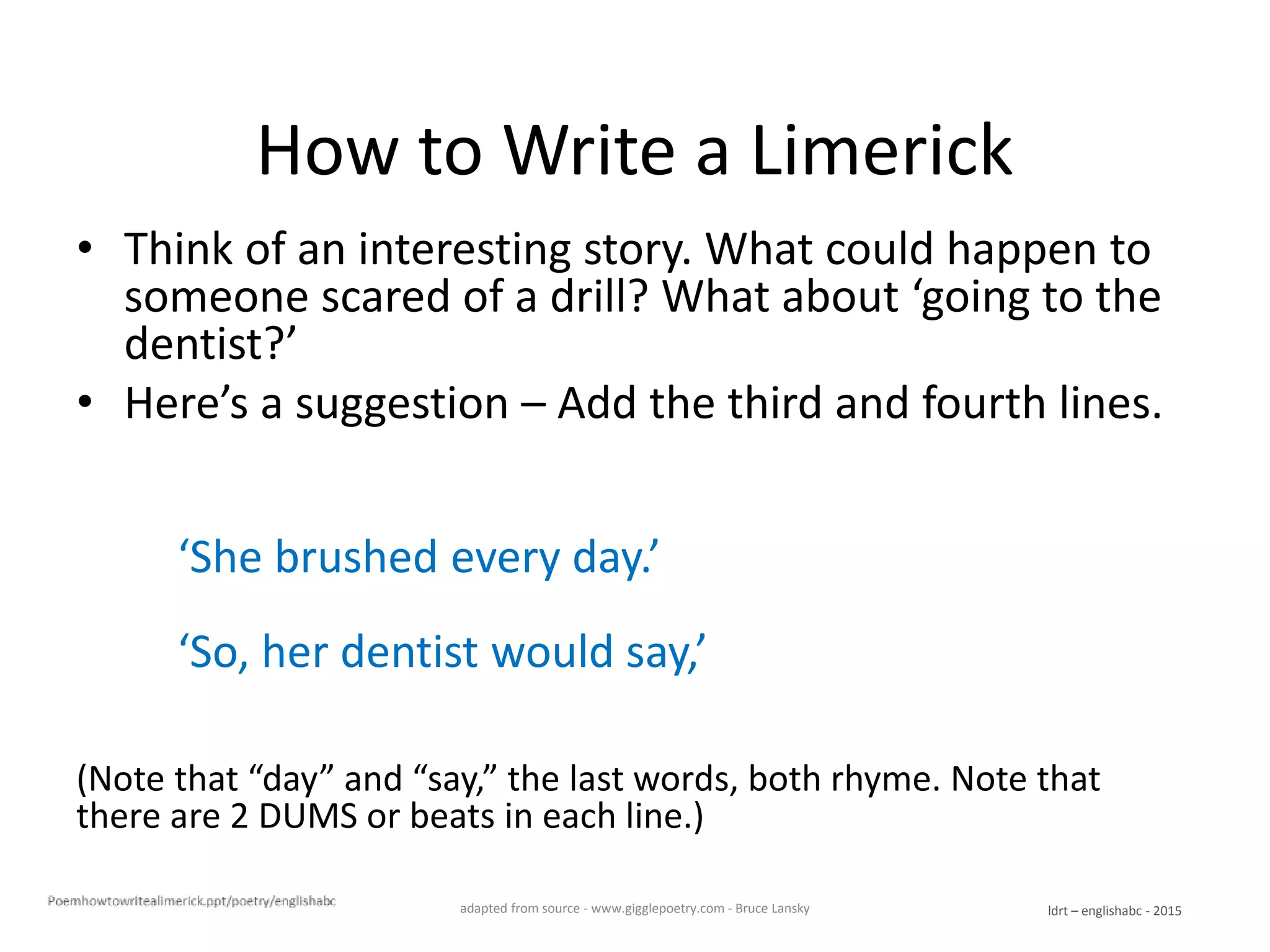 Poetry: How to write a limerick | PPTX