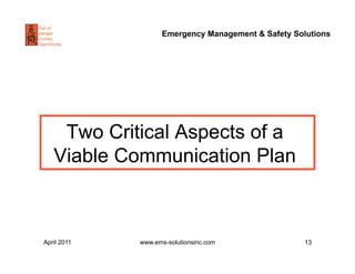 Crisis Communications_Plans and Exercises | PDF