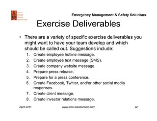 Crisis Communications_Plans and Exercises | PDF