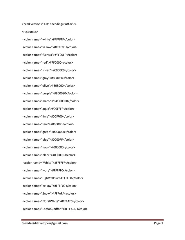 Xml Color Code For Android Pdf